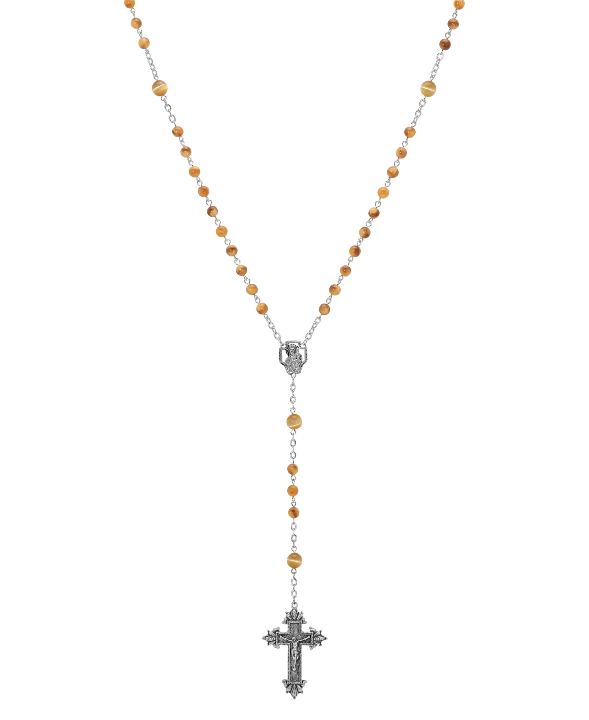 Click here for Symbols of Faith Silver-Tone Brown Beaded Crucifix... prices