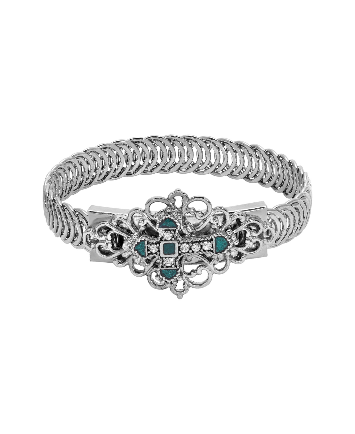 Click here for Symbols of Faith Silver Tone Green Enamel Cross Br... prices