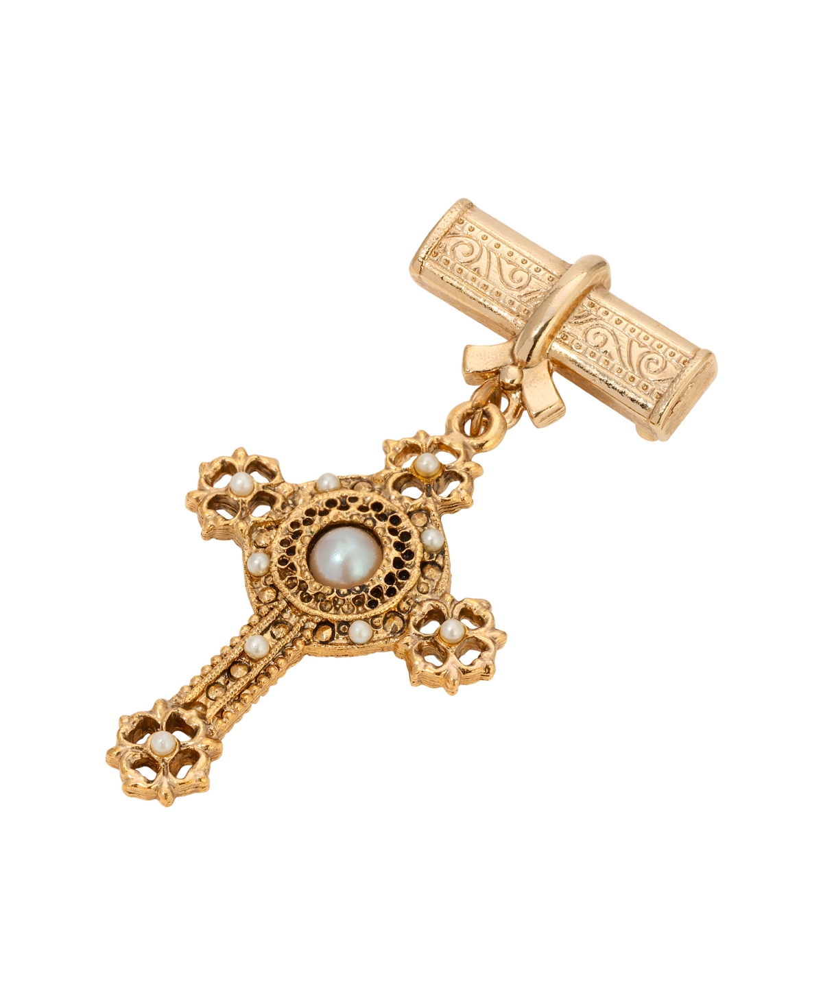 Click here for Symbols of Faith Gold Tone Center Pearl Cross Pin... prices