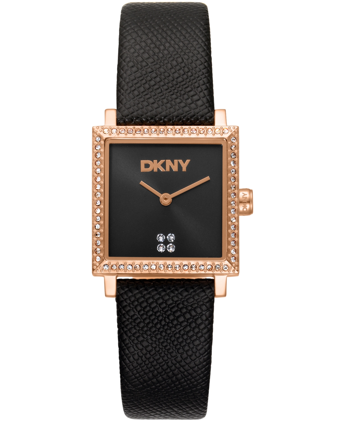 Click here for Dkny Womens Milanese Quartz Black Leather Strap Wa... prices