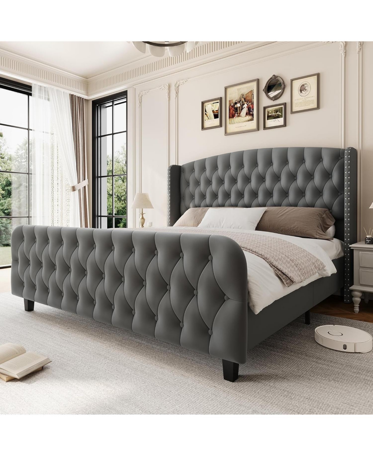 Click here for gaomon Queen Upholstered Bed Frame with 51 Wingbac... prices