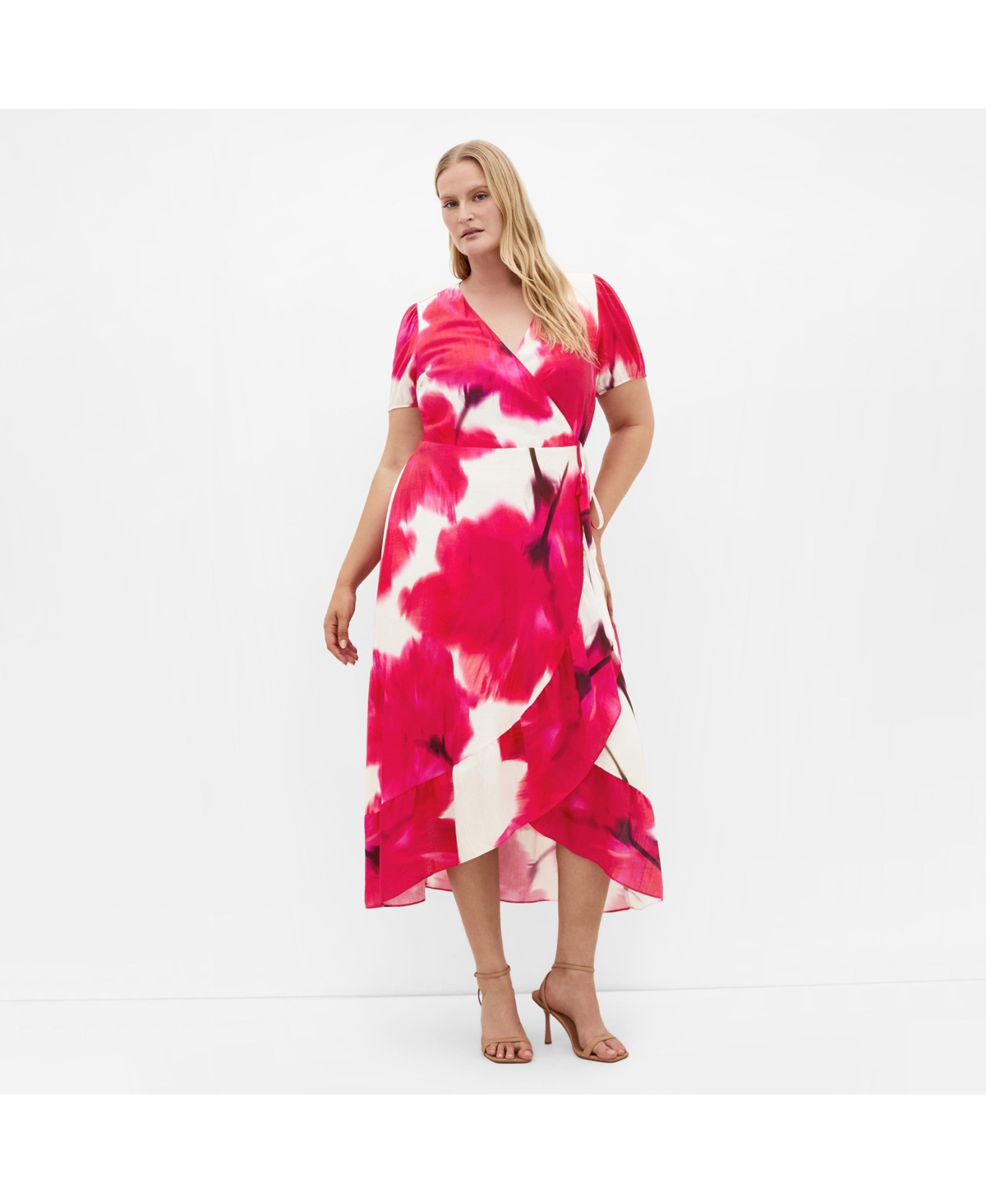 Click here for City Chic Womens Bea Floral Wrap Midi Dress - Pink prices