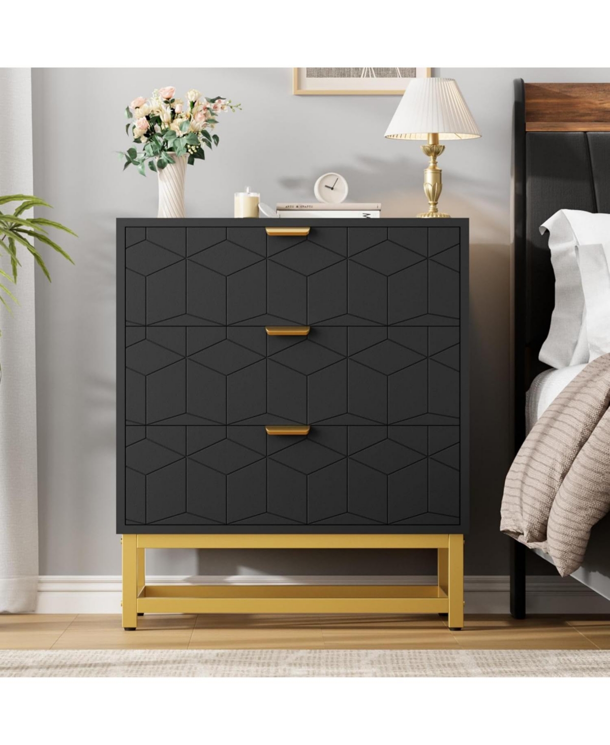 Click here for gaomon Modern 3 Drawer Wide Dresser Chest  Metal L... prices