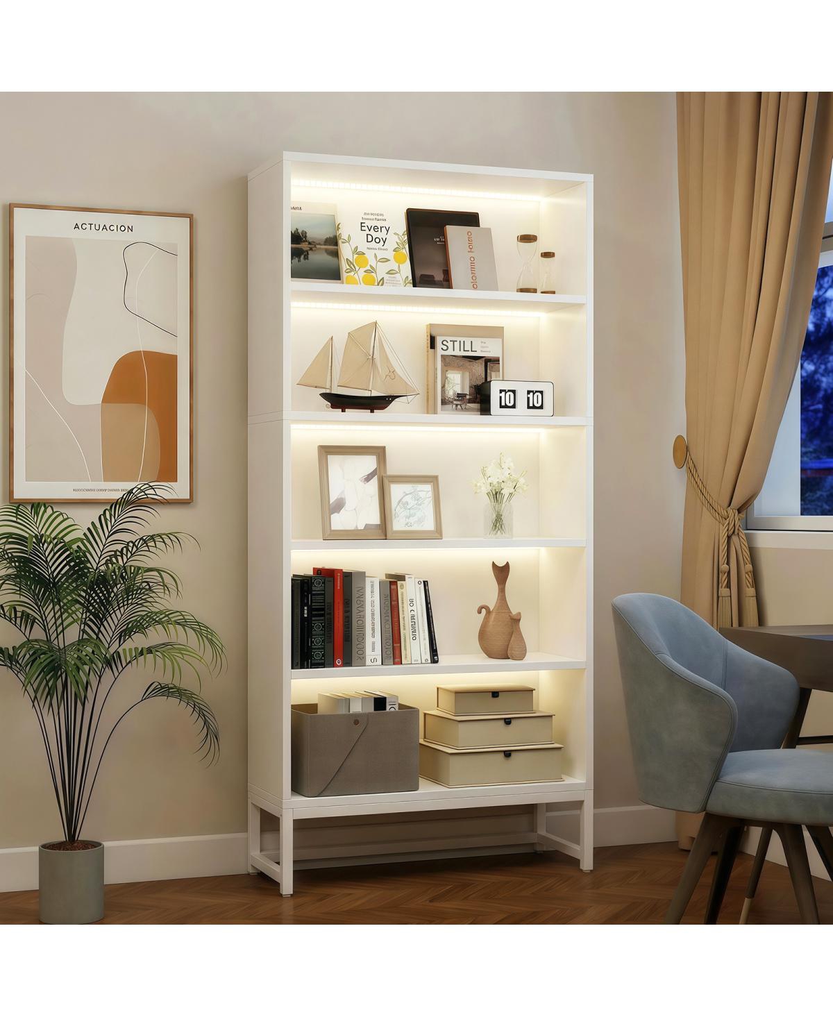 Click here for Streamdale Furniture Led 5-Tier Tall Bookcase with... prices