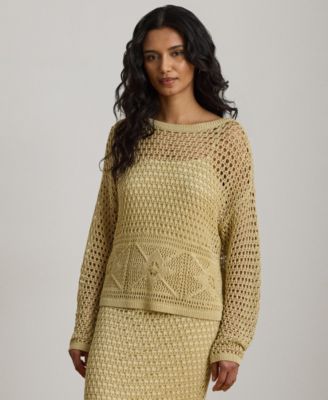 Click here for Lauren Ralph Lauren Womens Pointelle Knit Boat Nec... prices