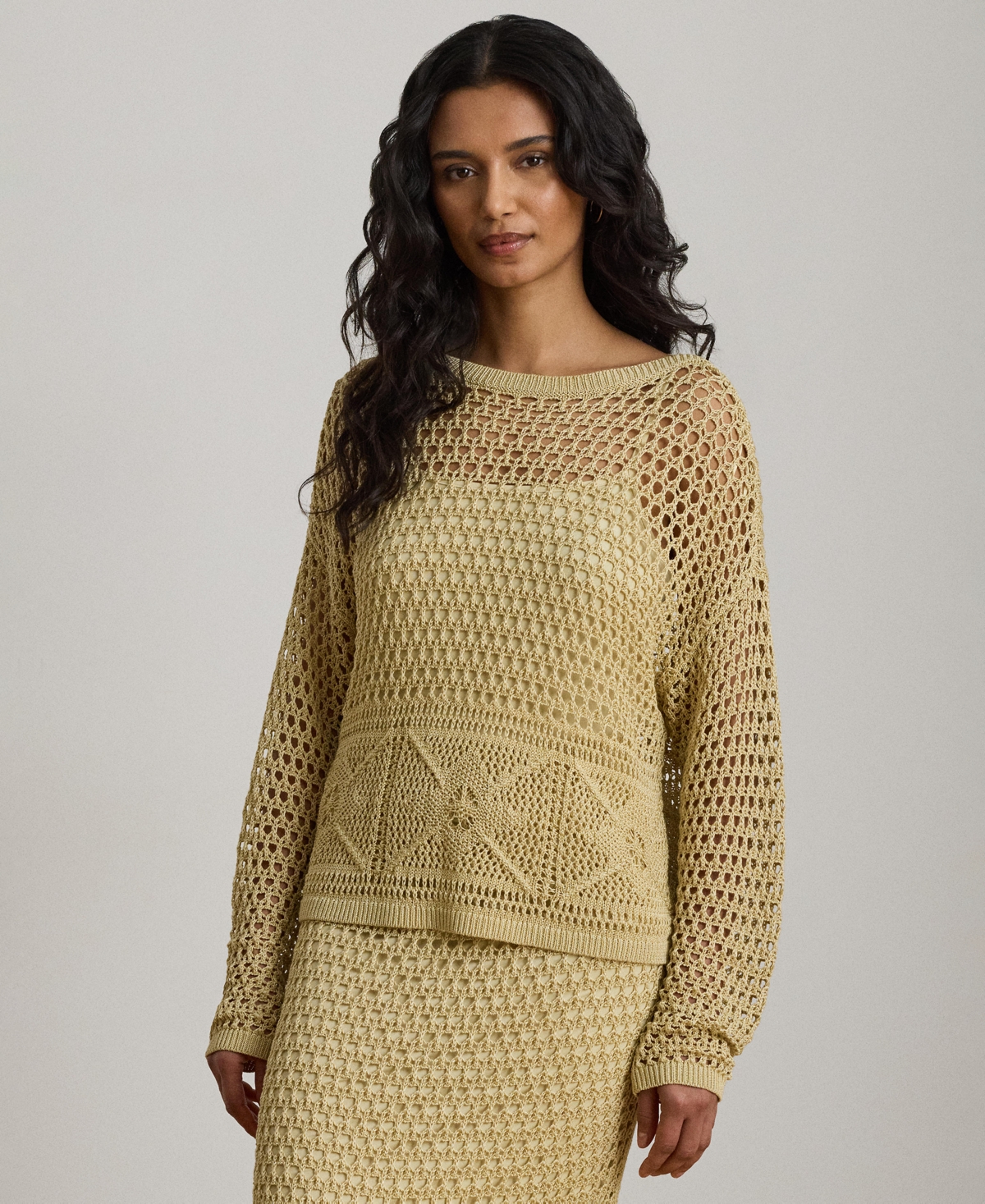 Click here for Lauren Ralph Lauren Womens Pointelle-Knit Boat Nec... prices