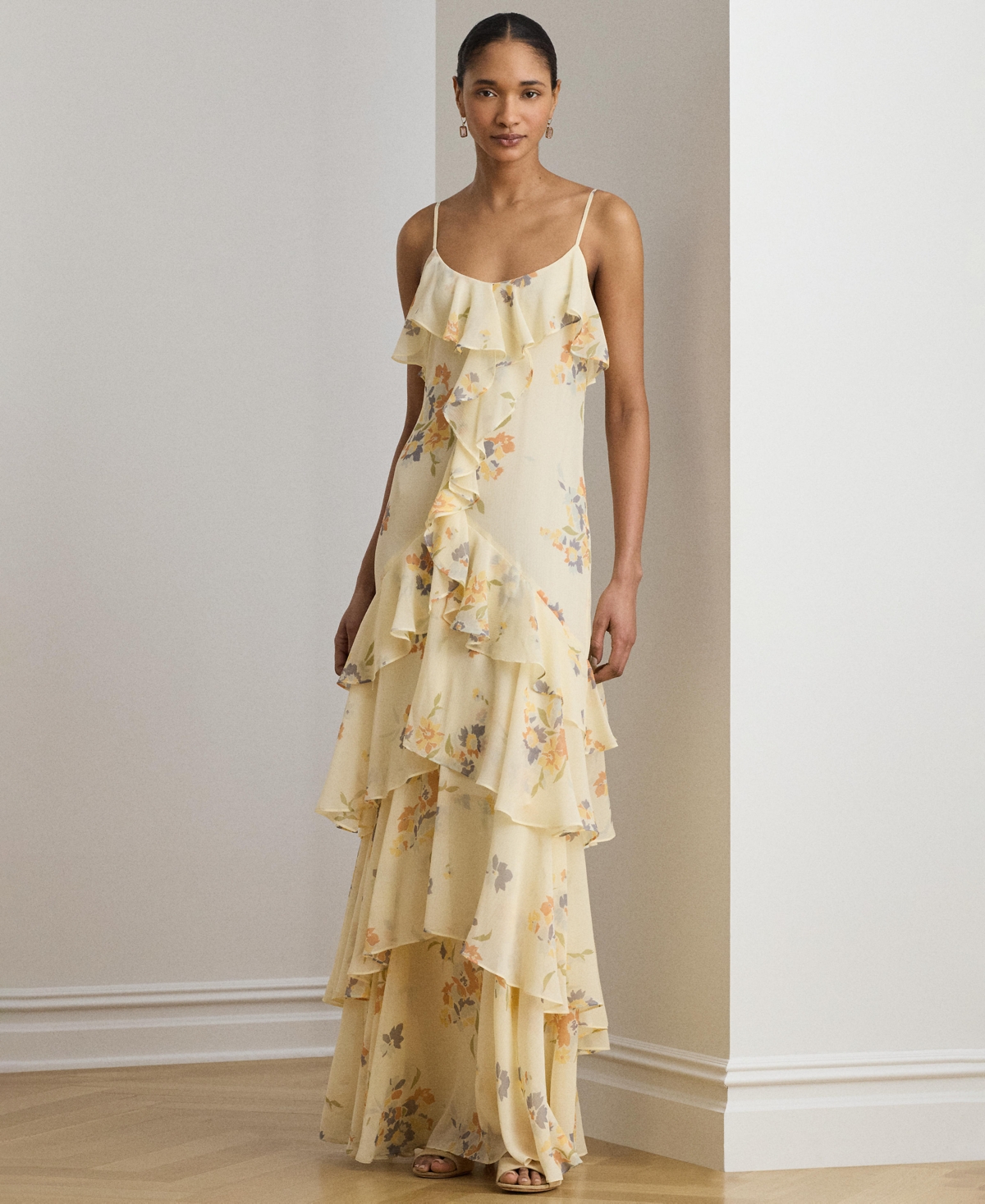 Click here for Lauren Ralph Lauren Floral Ruffle-Trim Georgette G... prices