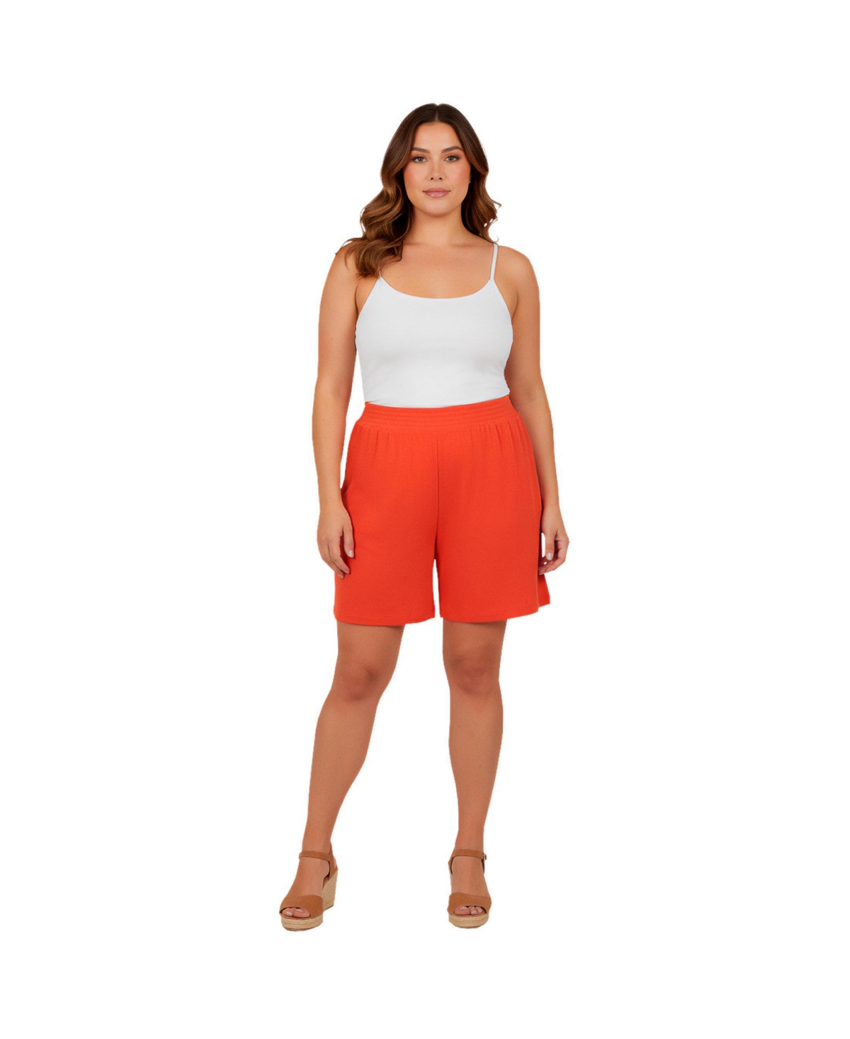 Click here for Avenue Womens Knit Gauze Smocked Shorts - Burnt or... prices