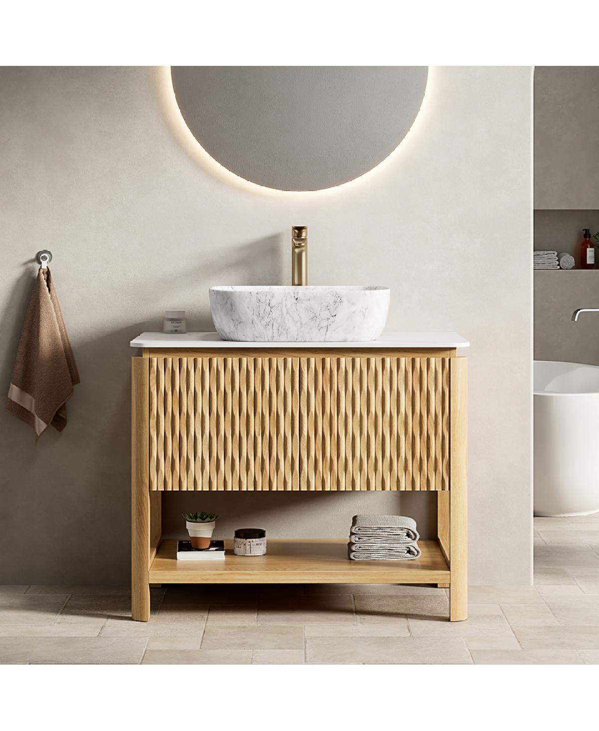 Click here for Sillysis Modern Bathroom Vanity with Fluted Solid... prices