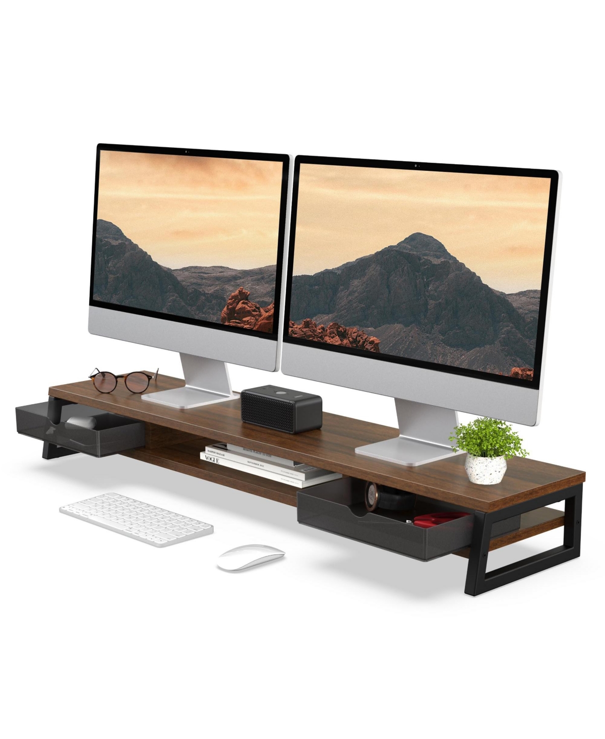 Click here for Gnuadz Monitor Stand Riser Drawer 2 Tier Wooden De... prices