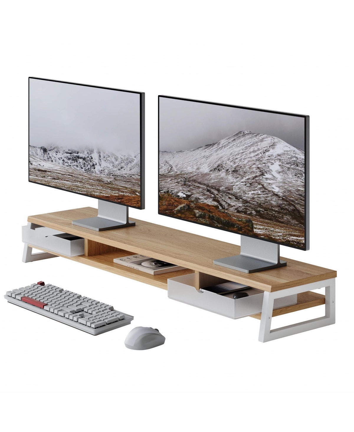 Click here for Gnuadz Monitor Stand Riser Drawer 2 Tier Wooden De... prices