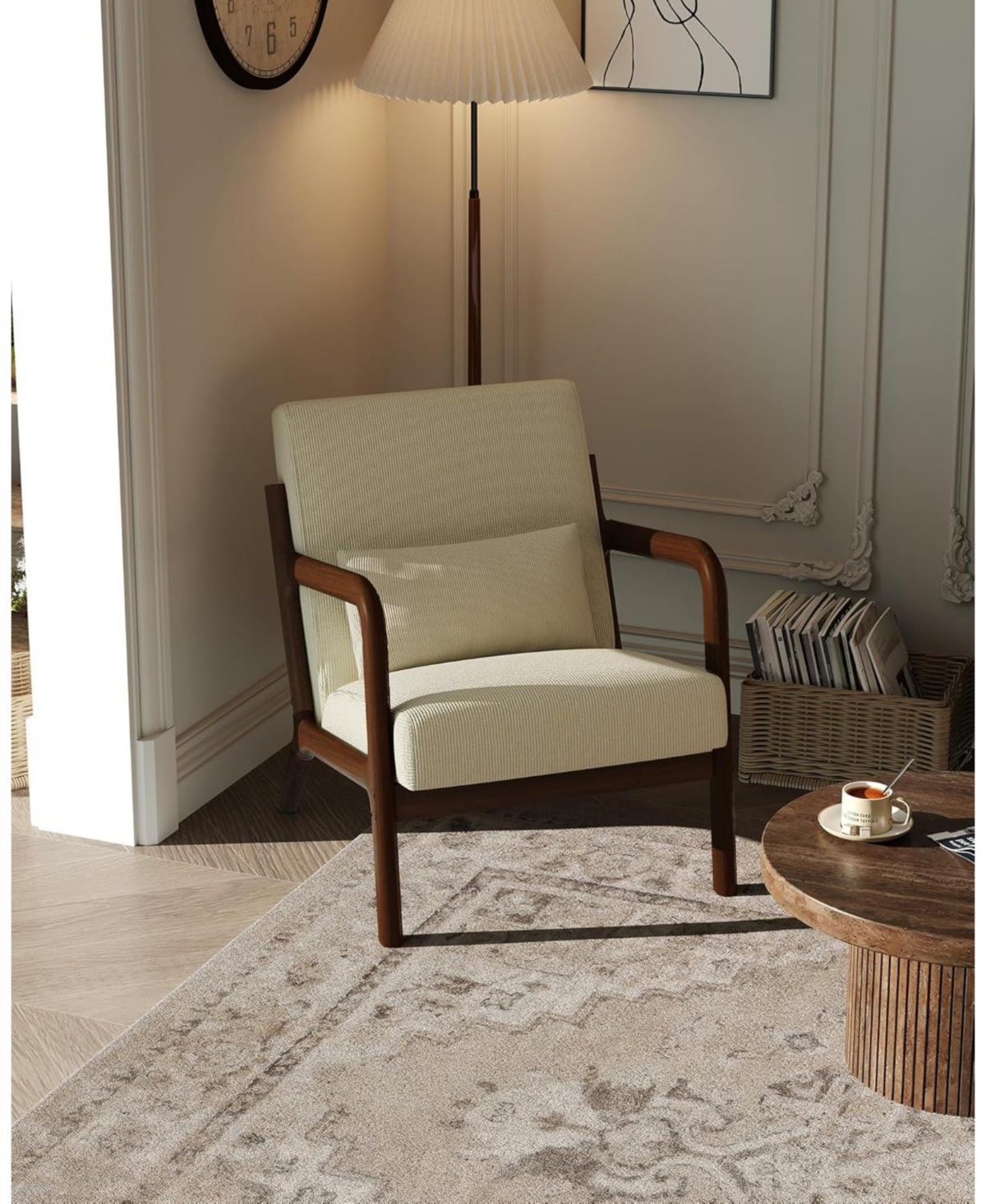 Click here for gaomon Solid Wood Accent Armchair with Corduroy Up... prices