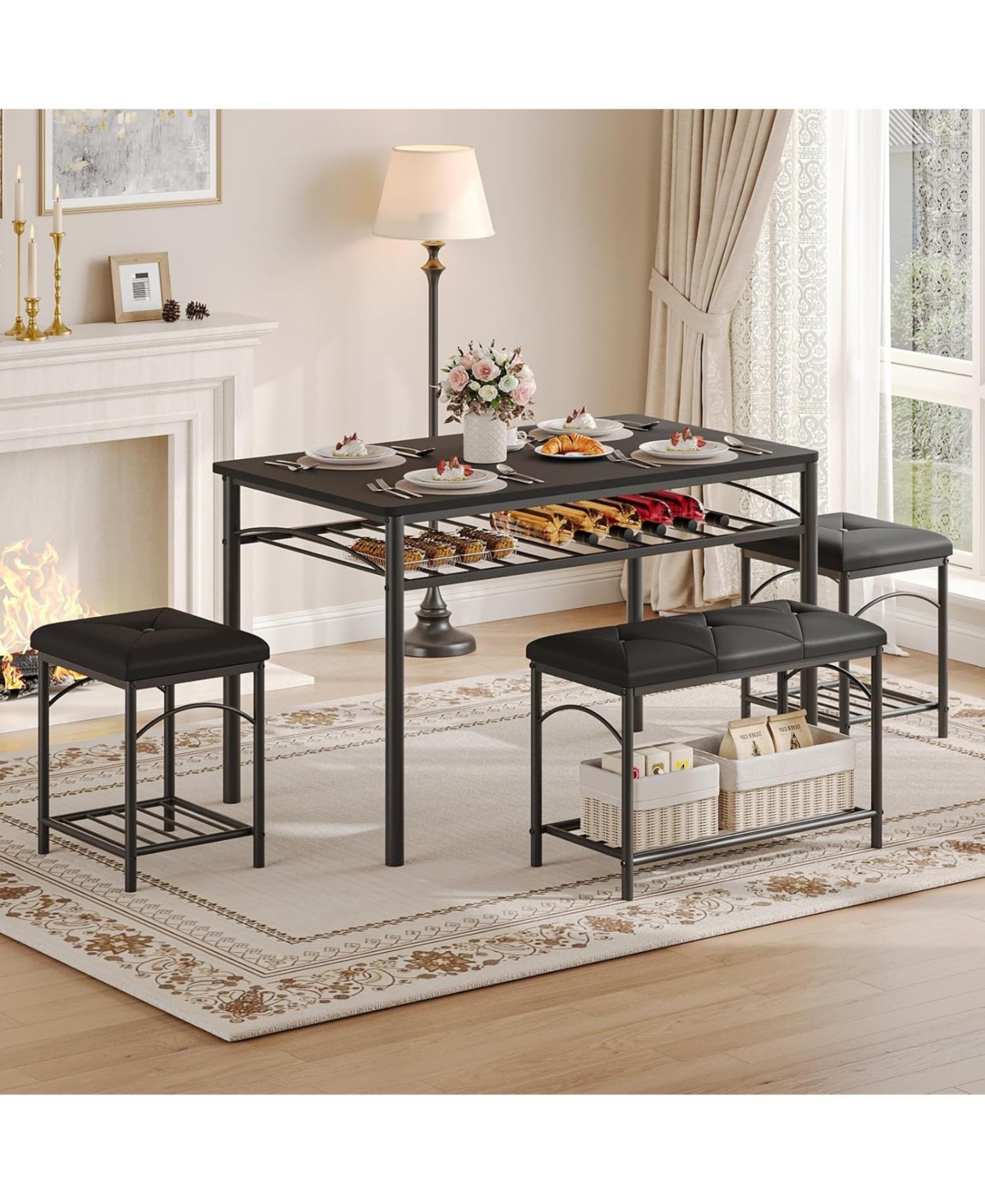 Click here for gaomon Dining Table Set for 4 with Upholstered Ben... prices