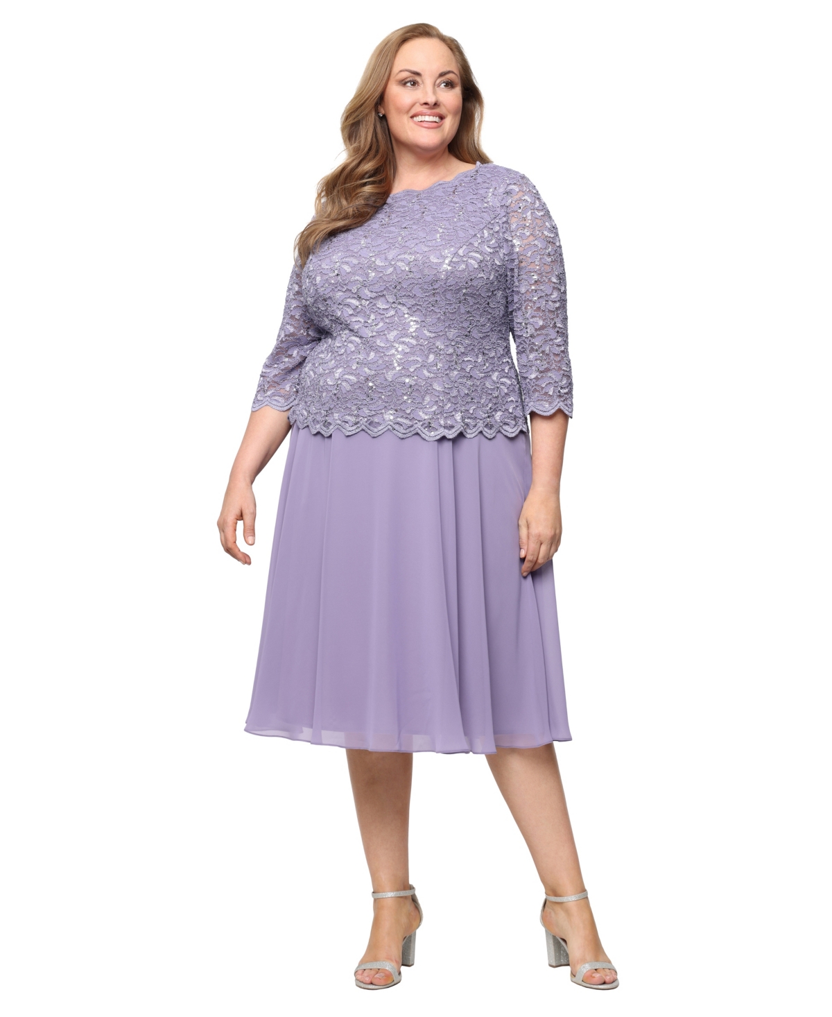 Click here for Alex Evenings Plus Size Sequined Lace A-Line Dress... prices