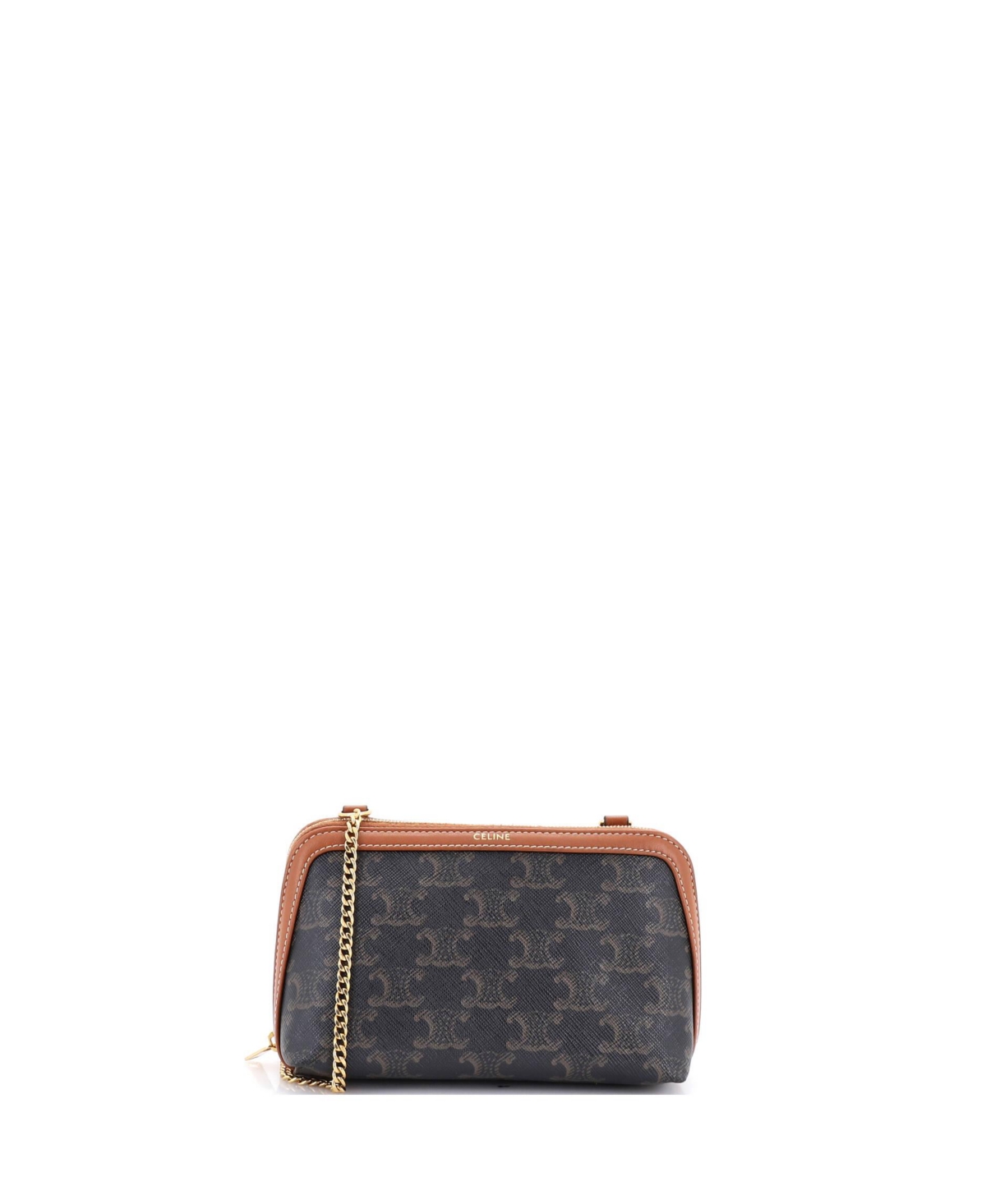Click here for Pre-Owned Celine Zip Around Chain Clutch Triomphe... prices