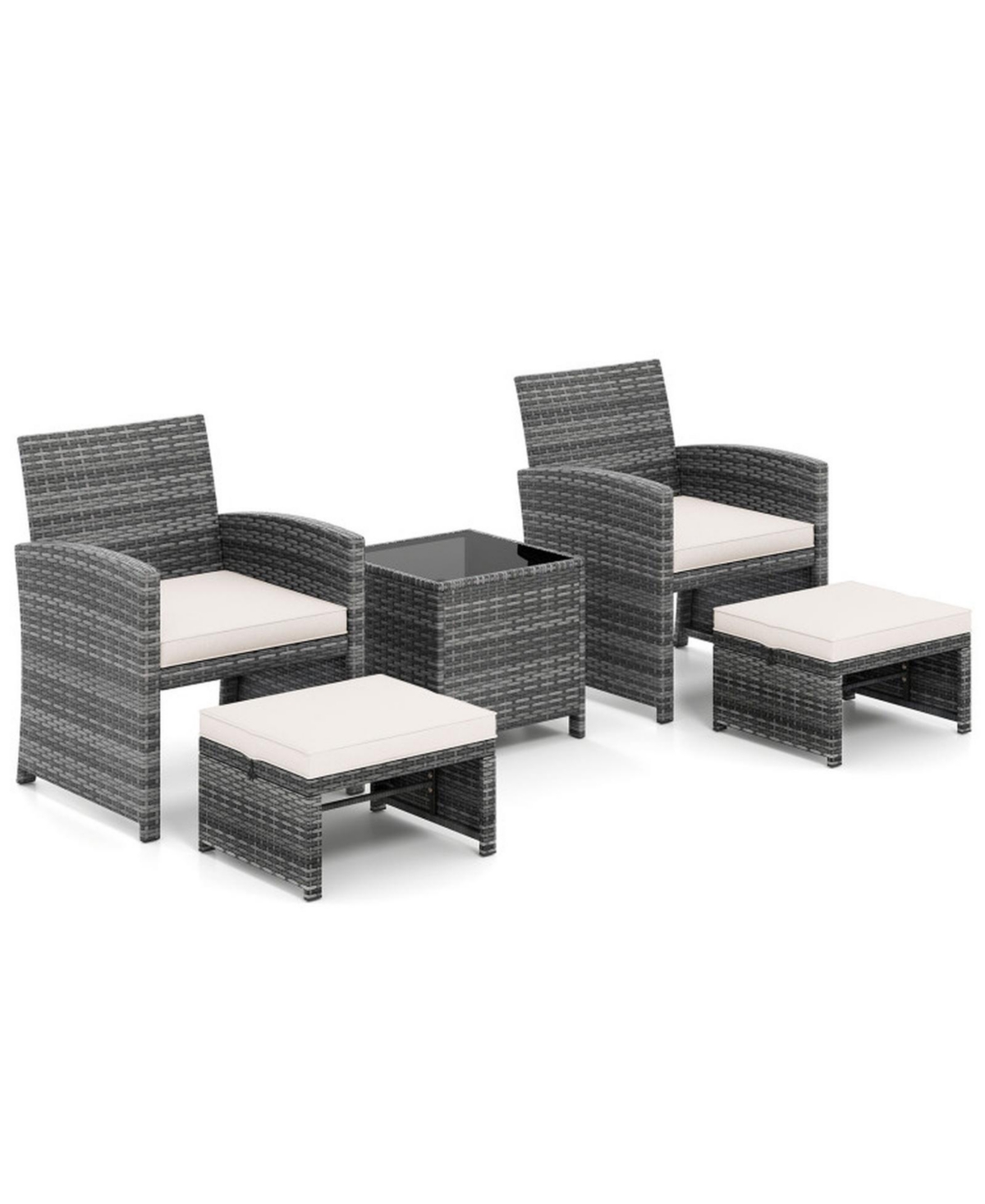 Click here for Gouun 5-Piece Pe Wicker Lounge Set with Nesting Ot... prices