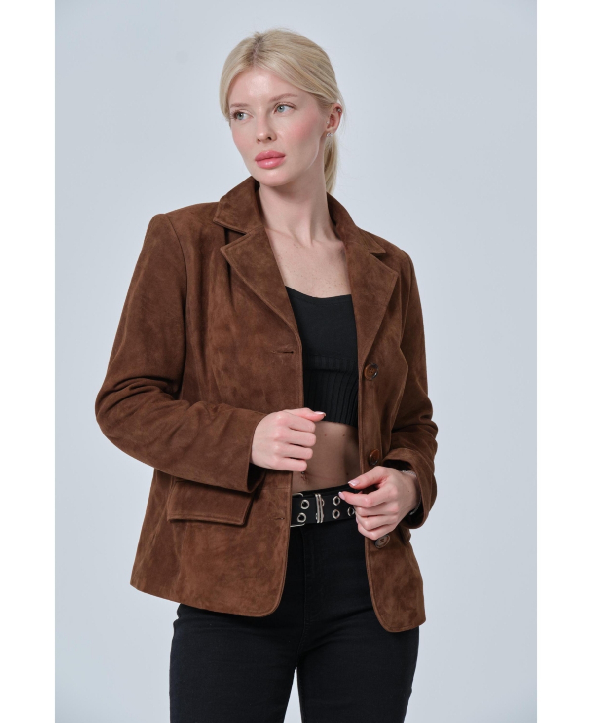 Click here for Furniq Uk Womens Suede Jacket - Brown prices
