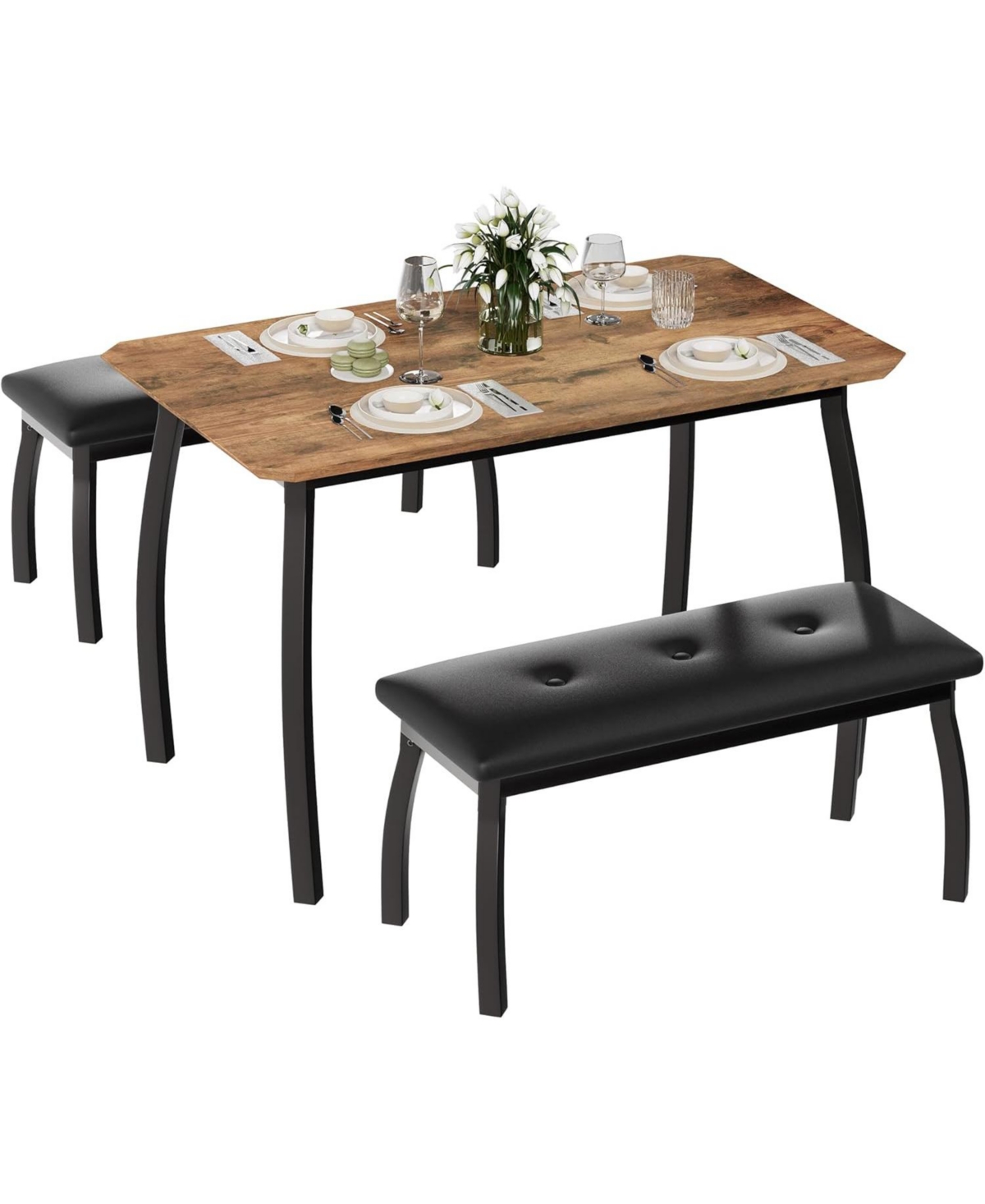Click here for gaomon 3-Piece Farmhouse Dining Set with 2 Benches... prices