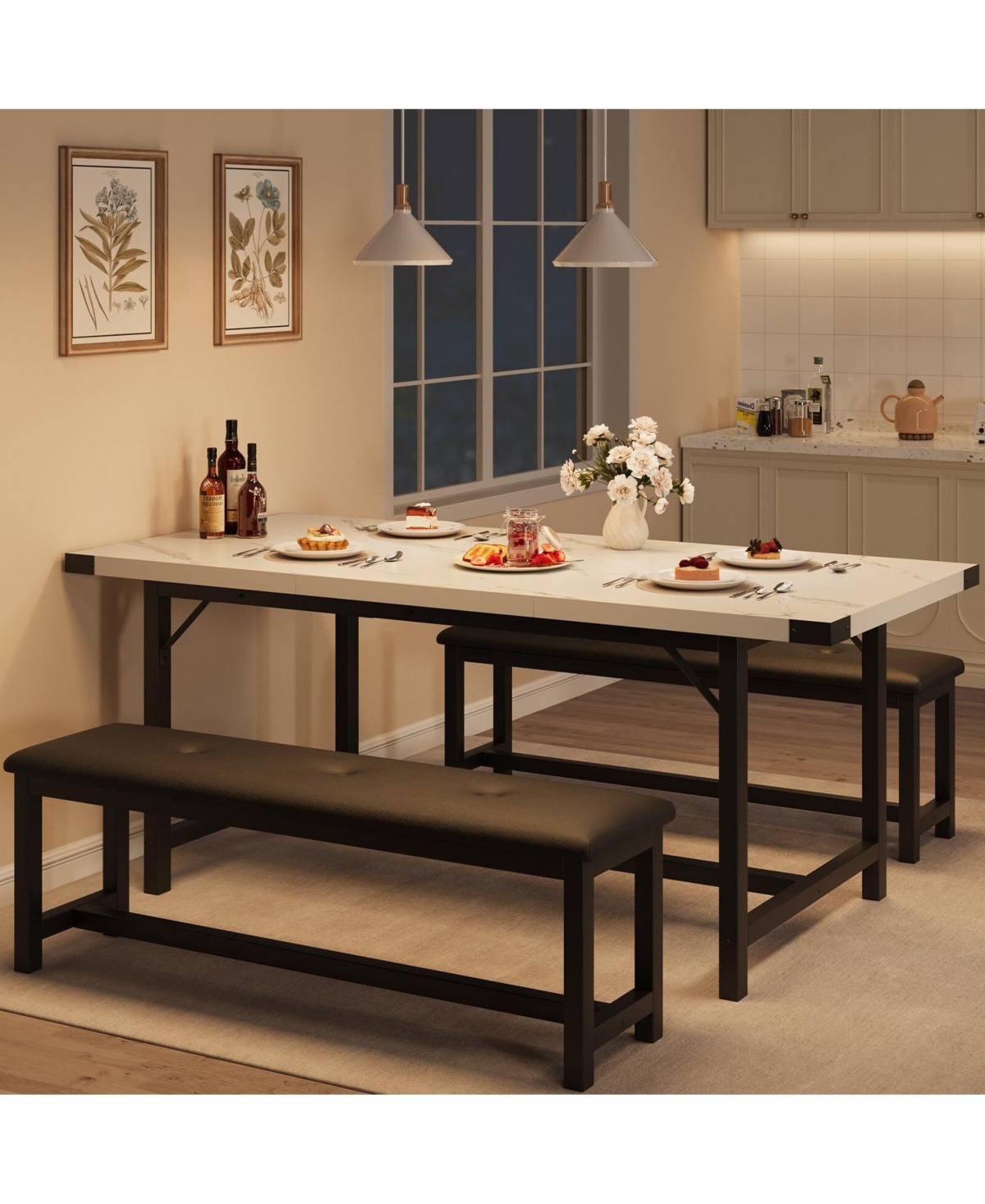 Click here for gaomon 4-6 Person 63 Extendable Wooden Dining Tabl... prices