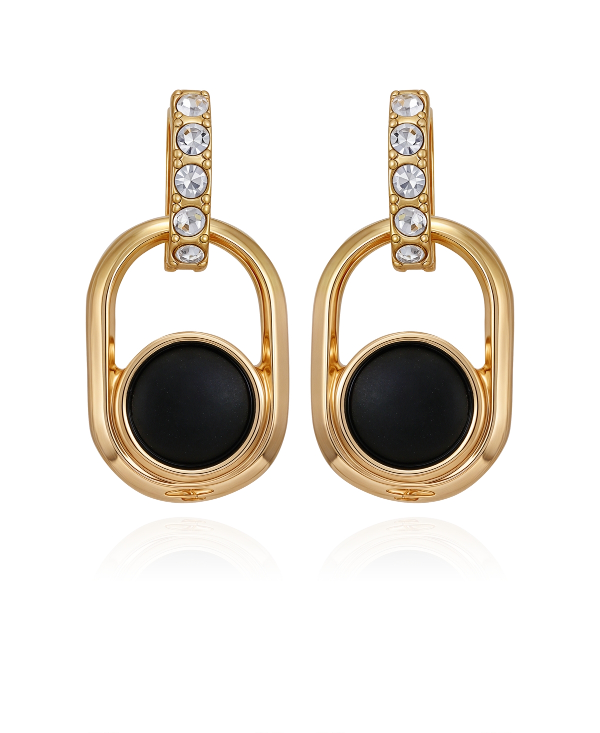 Click here for Guess Gold-Tone Black Stone Linear Drop Earrings -... prices