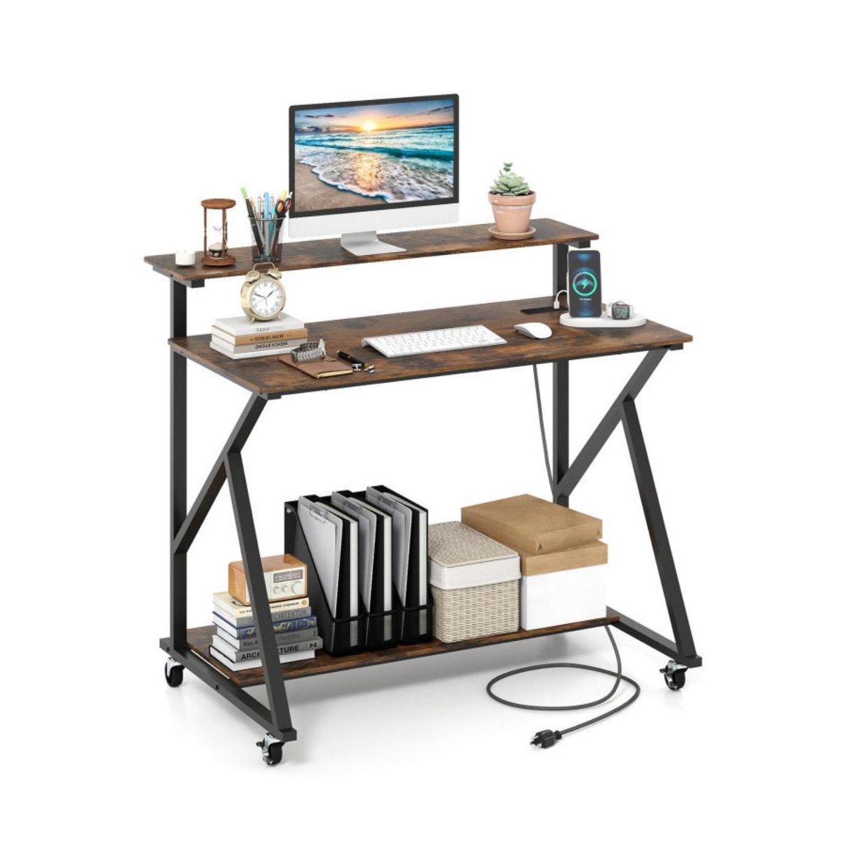 Click here for Gouun Rolling Computer Desk with Charging Station... prices