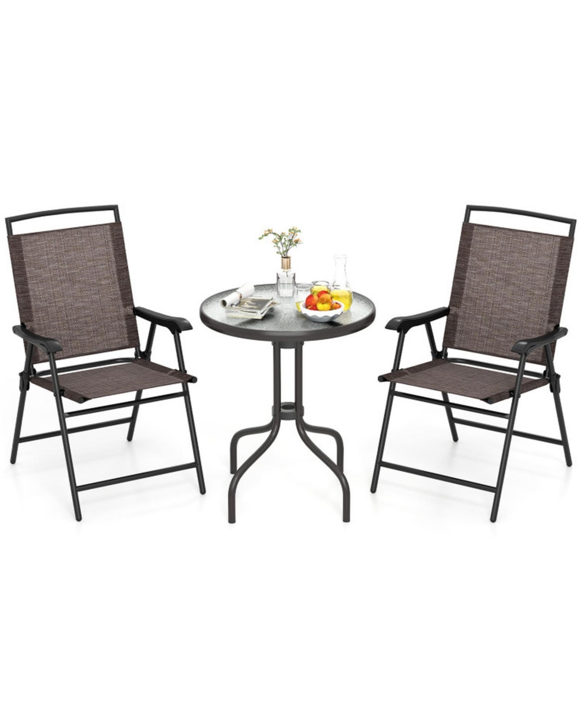 Click here for Gouun 3-Piece Folding Patio Bistro Set with Round... prices