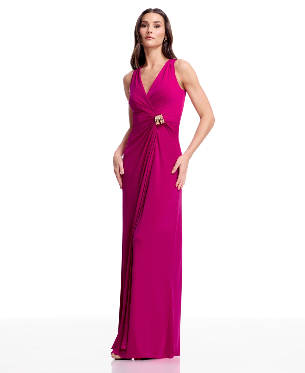 Click here for Dress the Population Womens Pleated Wrap Long Gown... prices