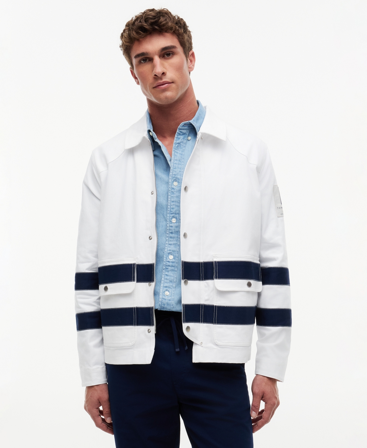 Click here for Tommy Hilfiger Mens Nautical Stripe Jacket - White... prices