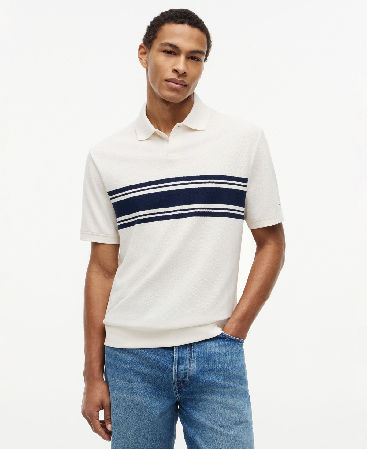 Click here for Tommy Hilfiger Mens Placed Breton Stripe Polo Shir... prices