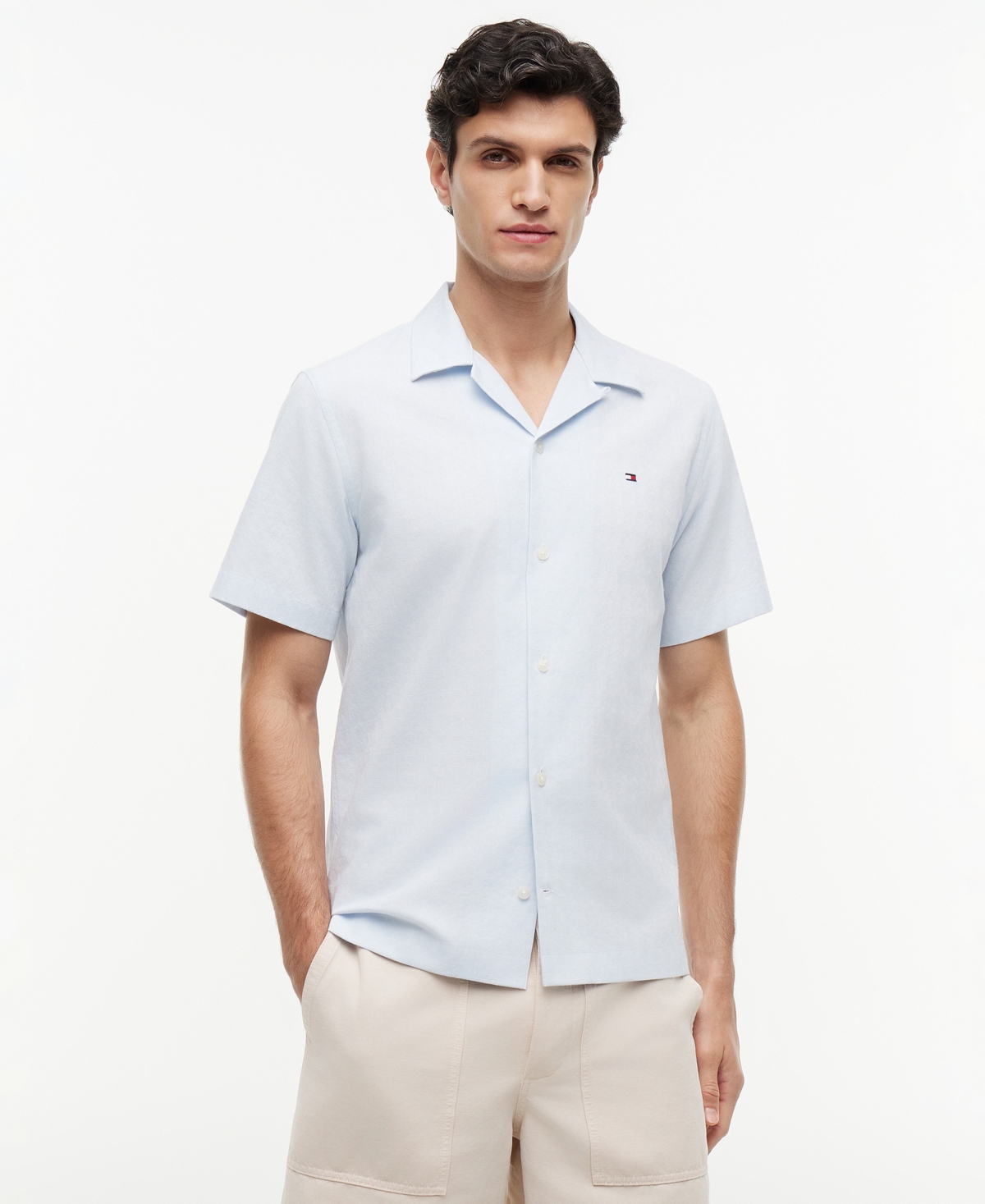 Click here for Tommy Hilfiger Mens Cotton Linen Dobby Shirt - Bre... prices