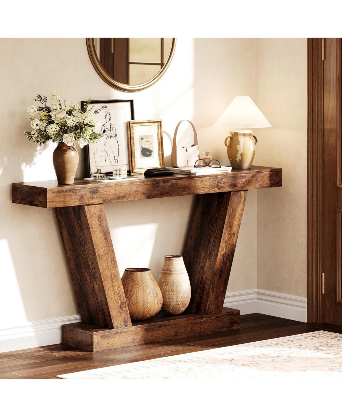 Click here for gaomon 63 in Long Console Table  Wooden Sofa Narro... prices