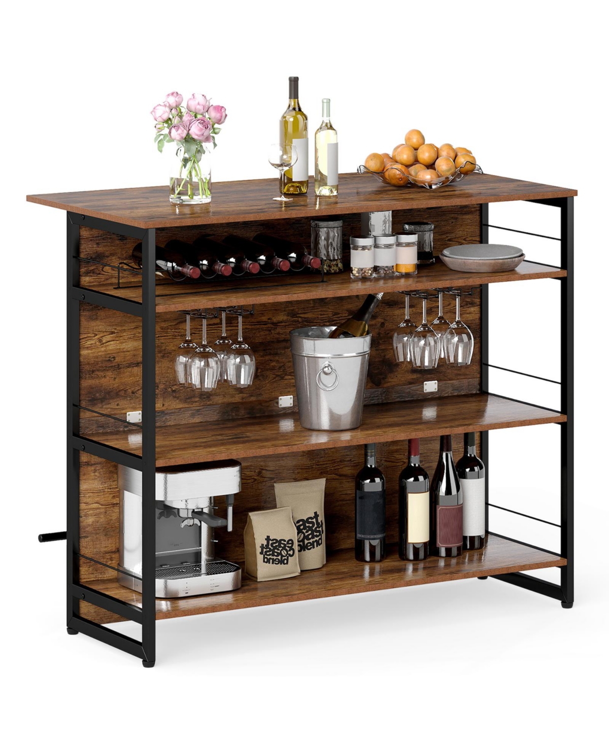 Click here for Gouun 47 in 4-Tier Mini Bar Kitchen Island with Fo... prices