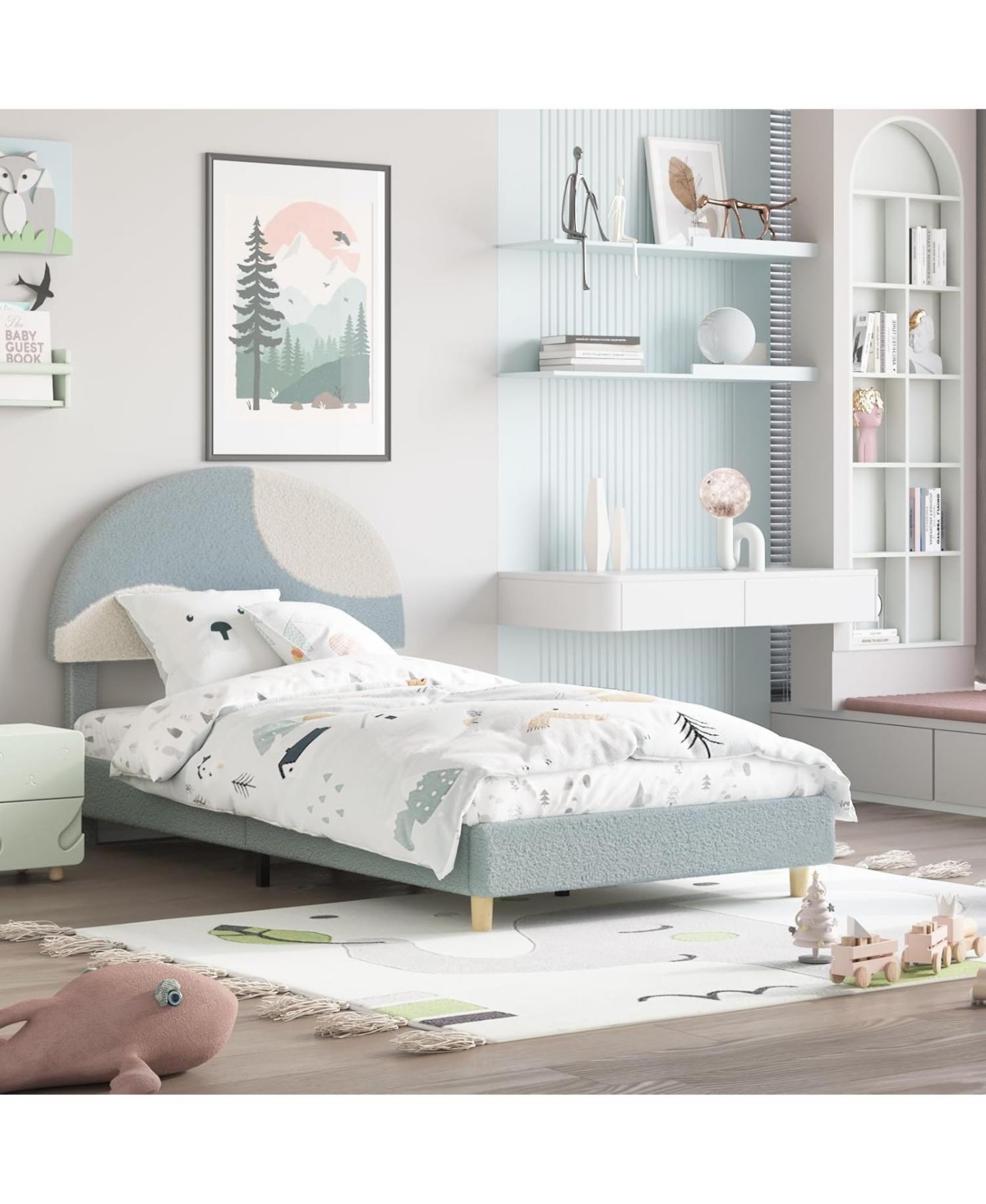 Click here for gaomon Modern Arch Boucle Upholstered Twin Bed Fra... prices