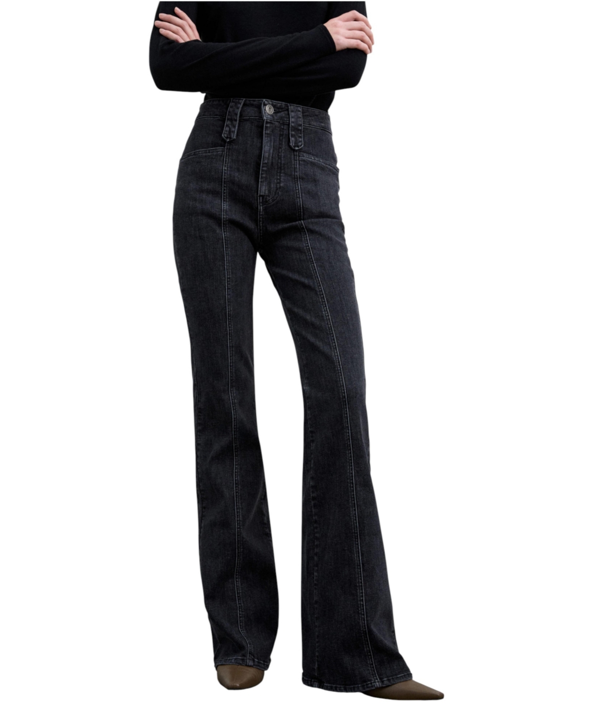 Click here for Scalpers Womens Bootcut Jeans Buttons - Darkgrey prices