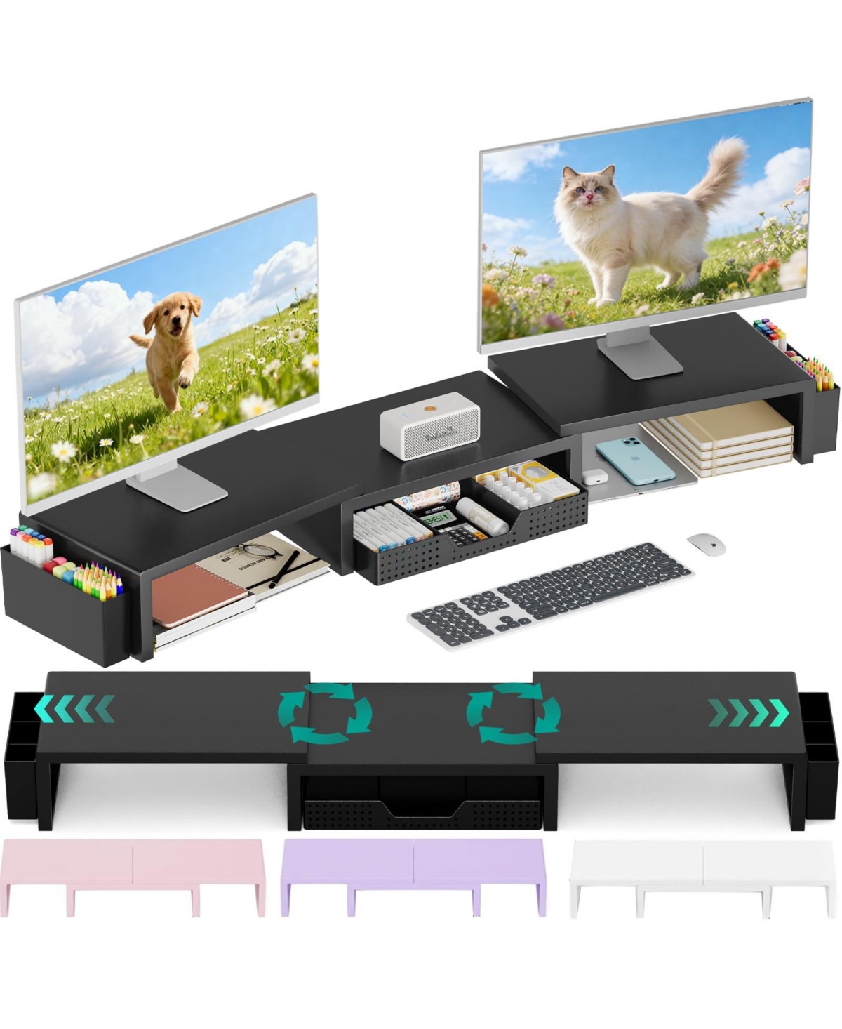 Click here for Gnuadz Dual Monitor Stand Riser Desk Organizer Dra... prices