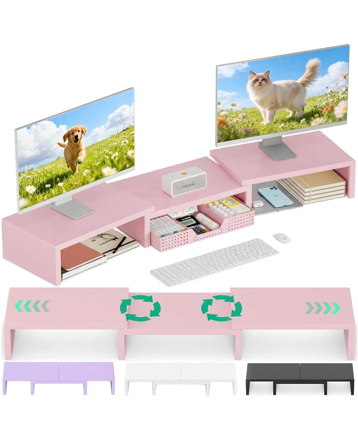 Click here for Gnuadz Dual Monitor Stand Riser Desk Organizer Dra... prices