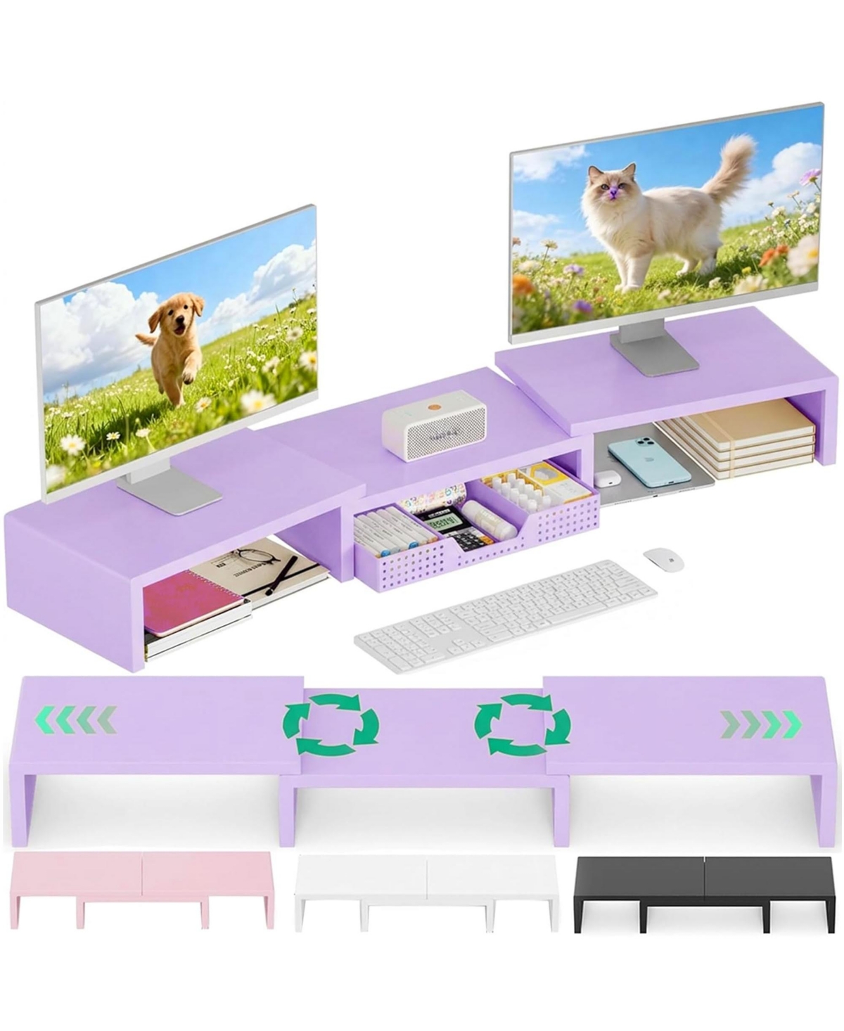 Click here for Gnuadz Dual Monitor Stand Riser Desk Organizer Dra... prices