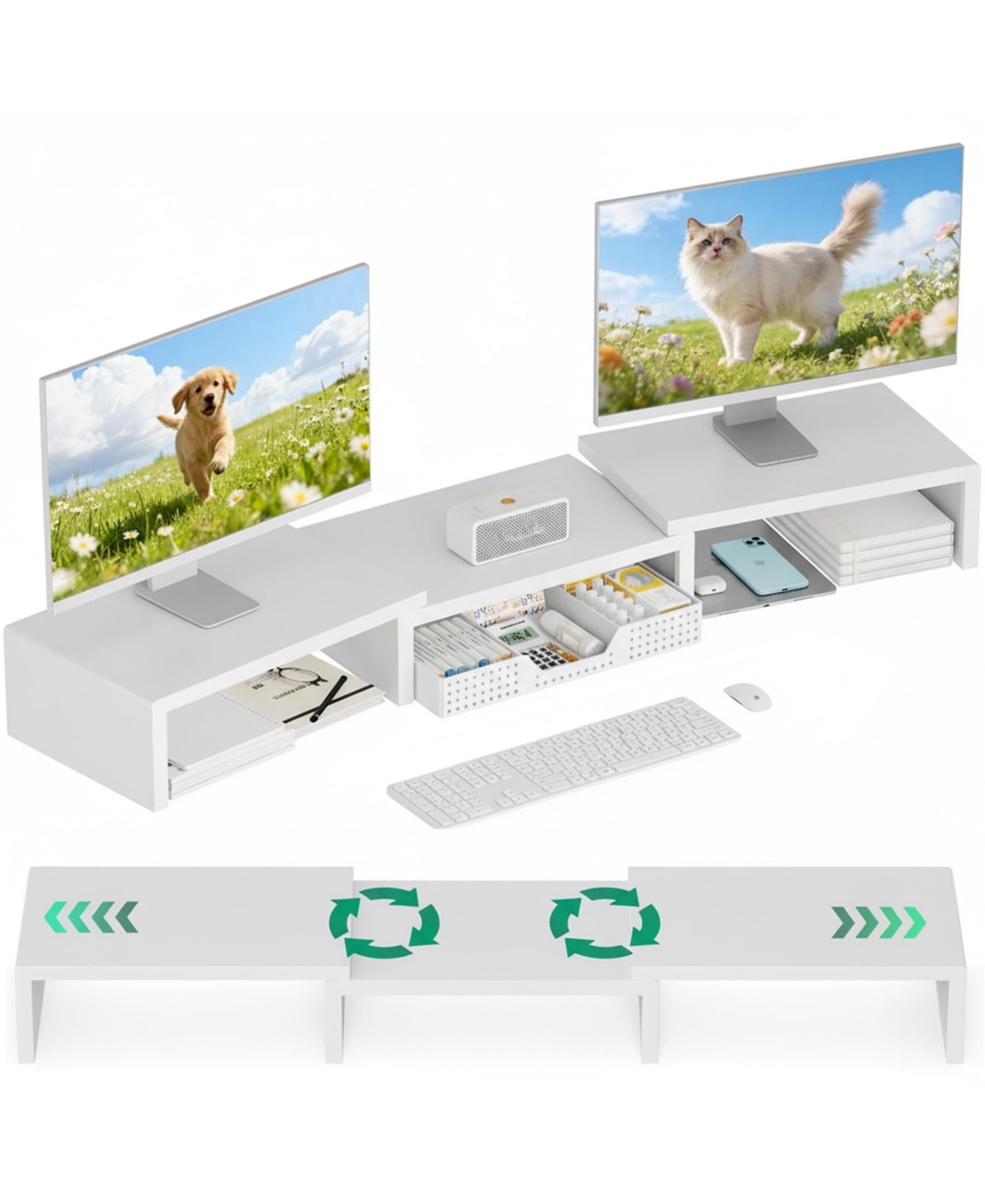 Click here for Gnuadz Dual Monitor Stand Riser Desk Organizer Dra... prices