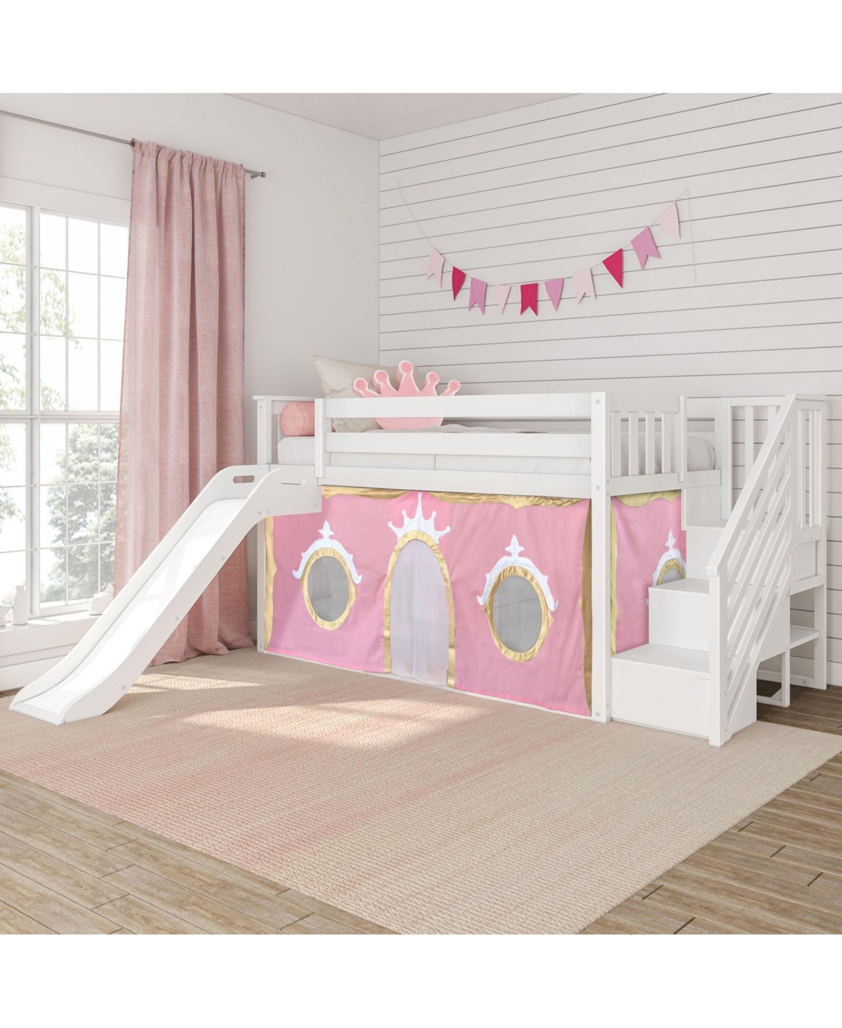 Click here for Max & Lily Low Twin over Twin Bunk With Stairs  Ea... prices