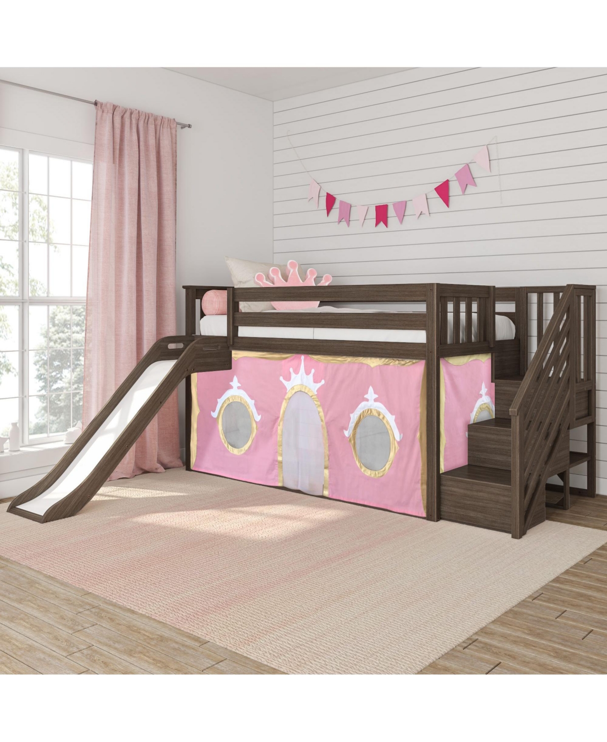 Click here for Max & Lily Low Twin over Twin Bunk With Stairs  Ea... prices