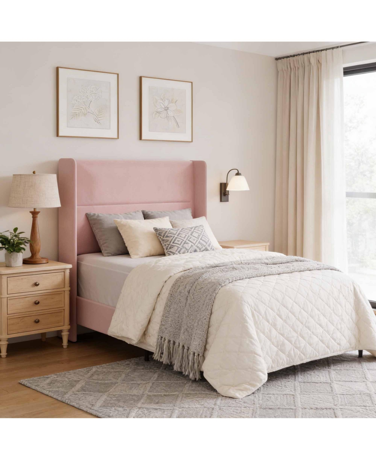 Click here for gaomon Modern Velvet Wingback Upholstered Bed Fram... prices