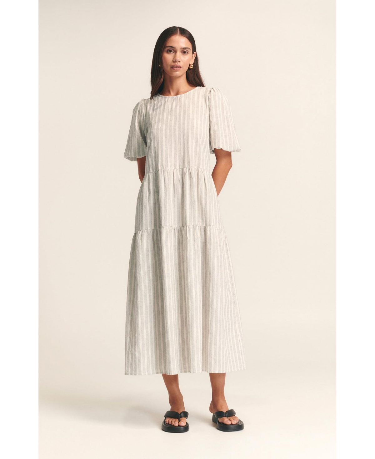 Click here for St Mrlo Womens Sitia Midi Dress - Black stripe prices