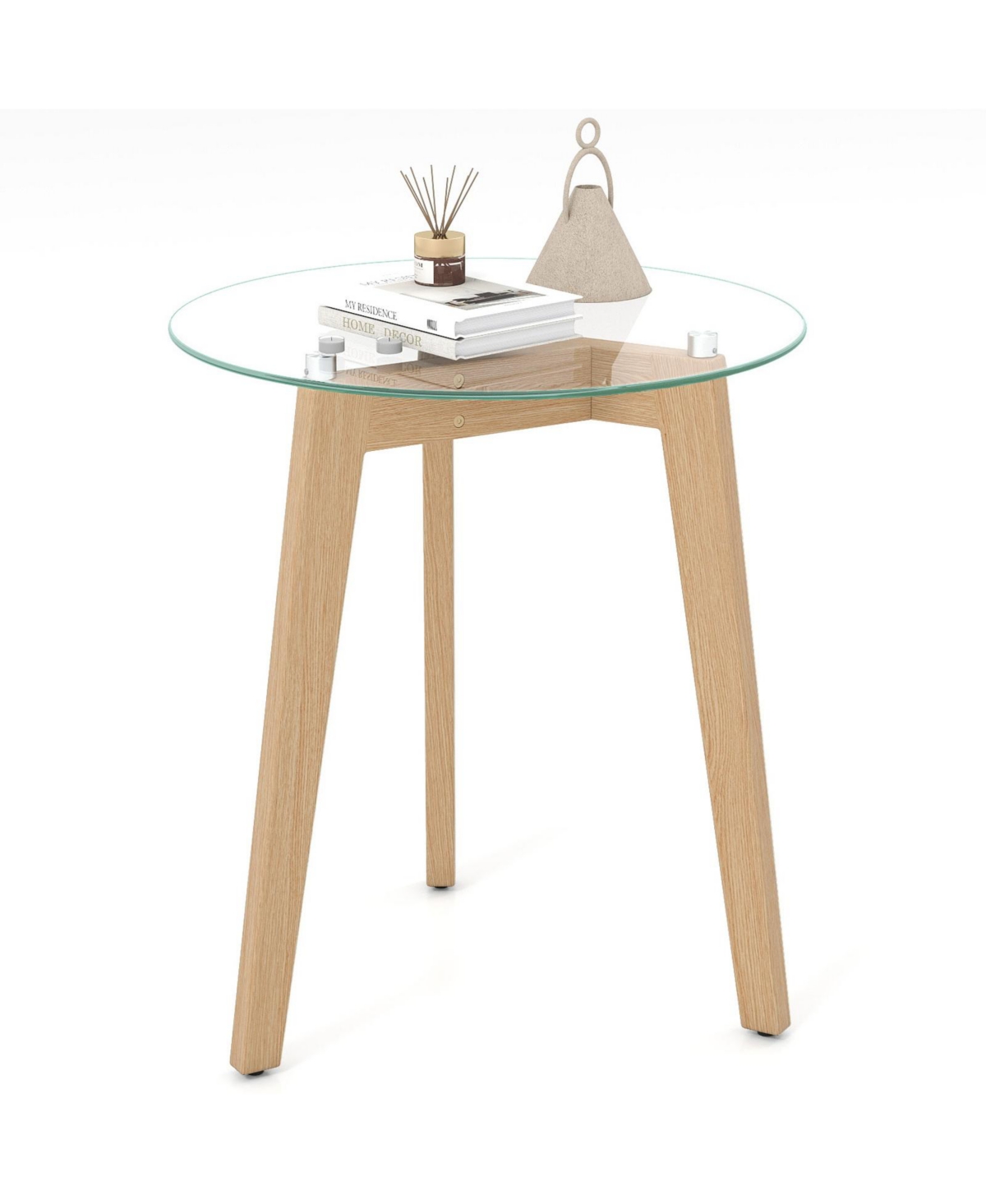 Click here for Sugift Tempered Glass End Table Round with Solid R... prices
