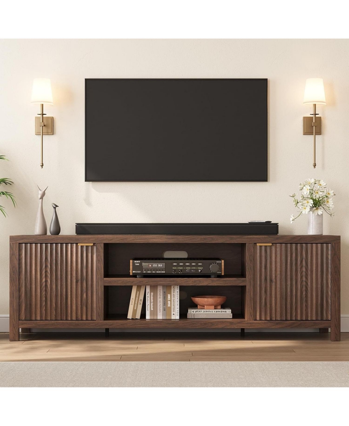 Click here for gaomon Fluted Tv Stand for 75plus Inch  Modern Ent... prices