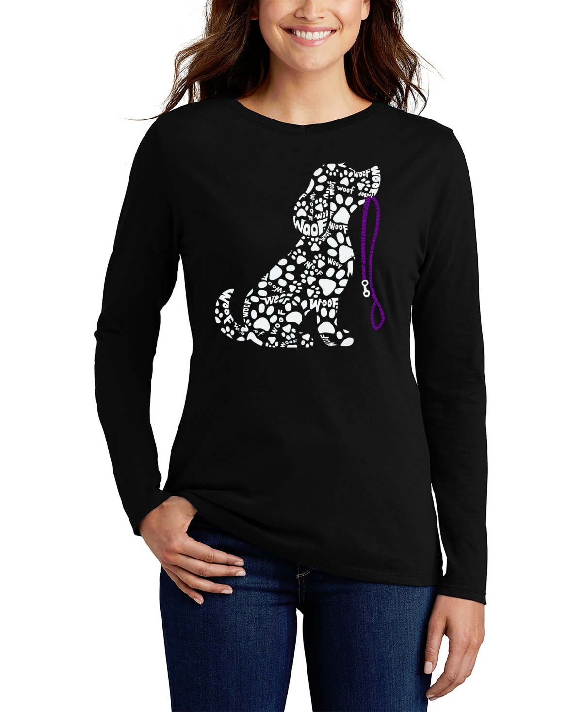 Click here for La Pop Art Womens Dog Leash Word Art Flowy T-Shirt... prices