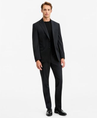 Click here for The Mens Store Mens 100 Wool Modern Fit Black Suit... prices