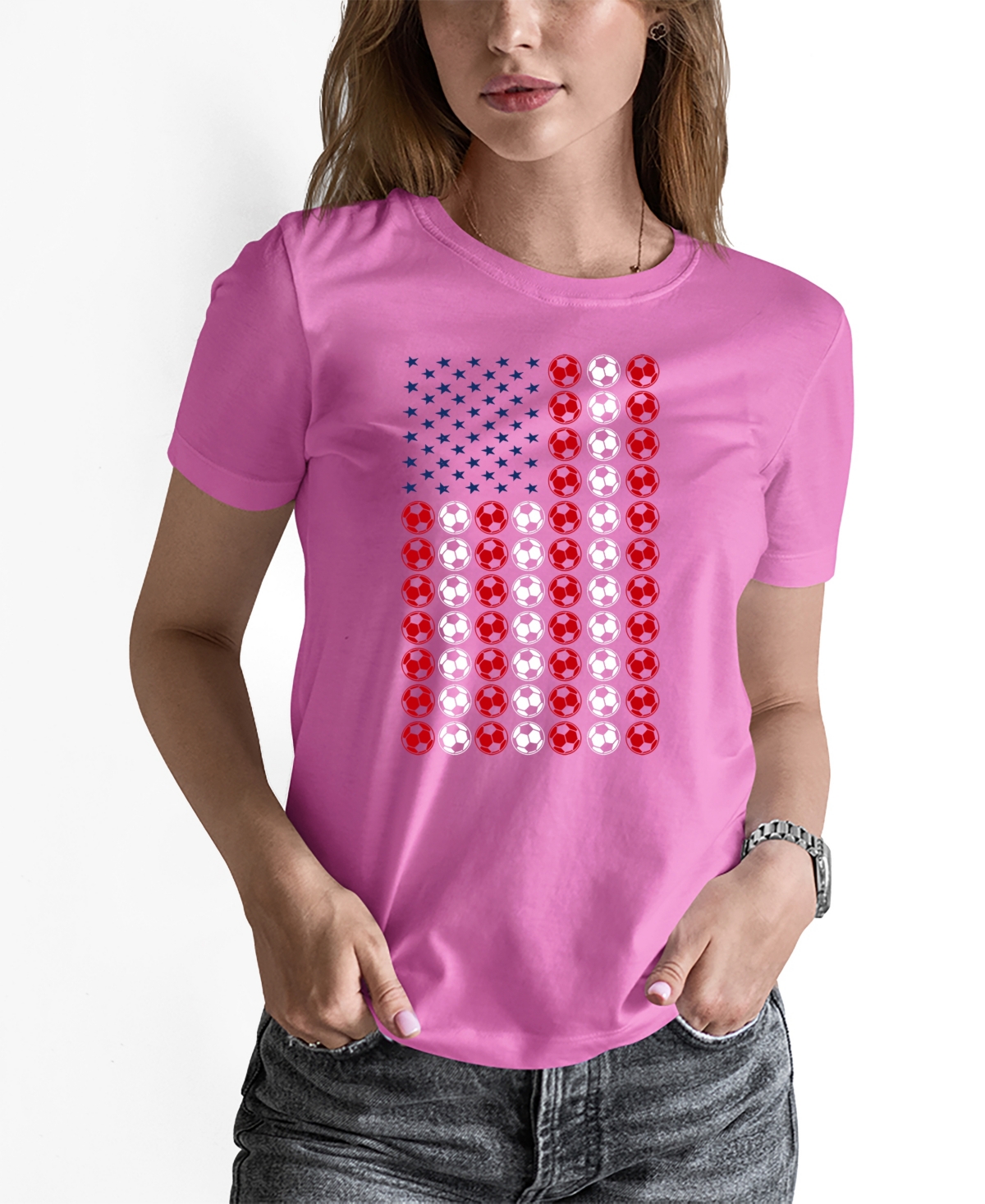 Click here for La Pop Art Womens Soccer Flag Word Art Pullover To... prices