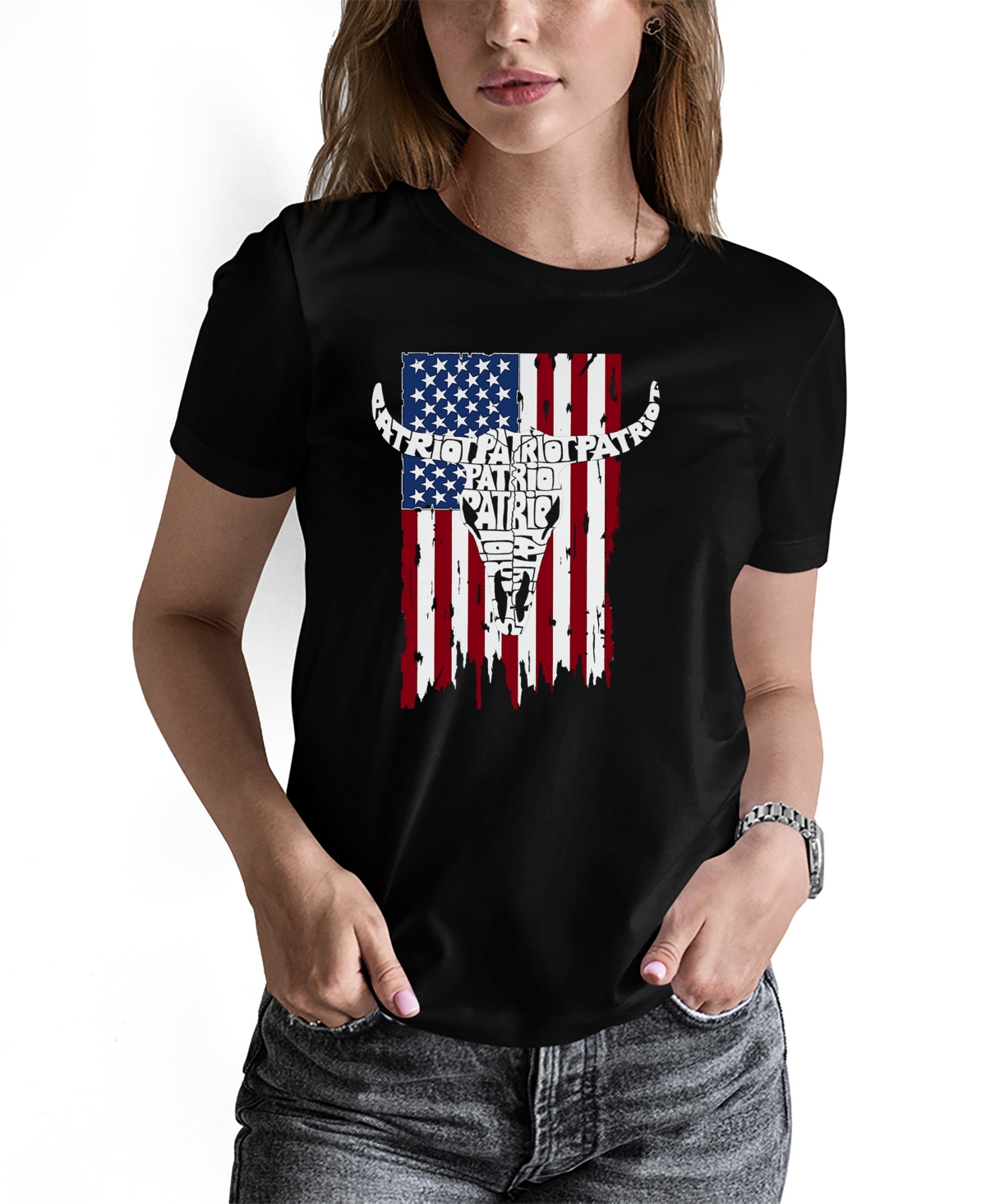 Click here for La Pop Art Womens Patriot Flag Word Art Pullover T... prices