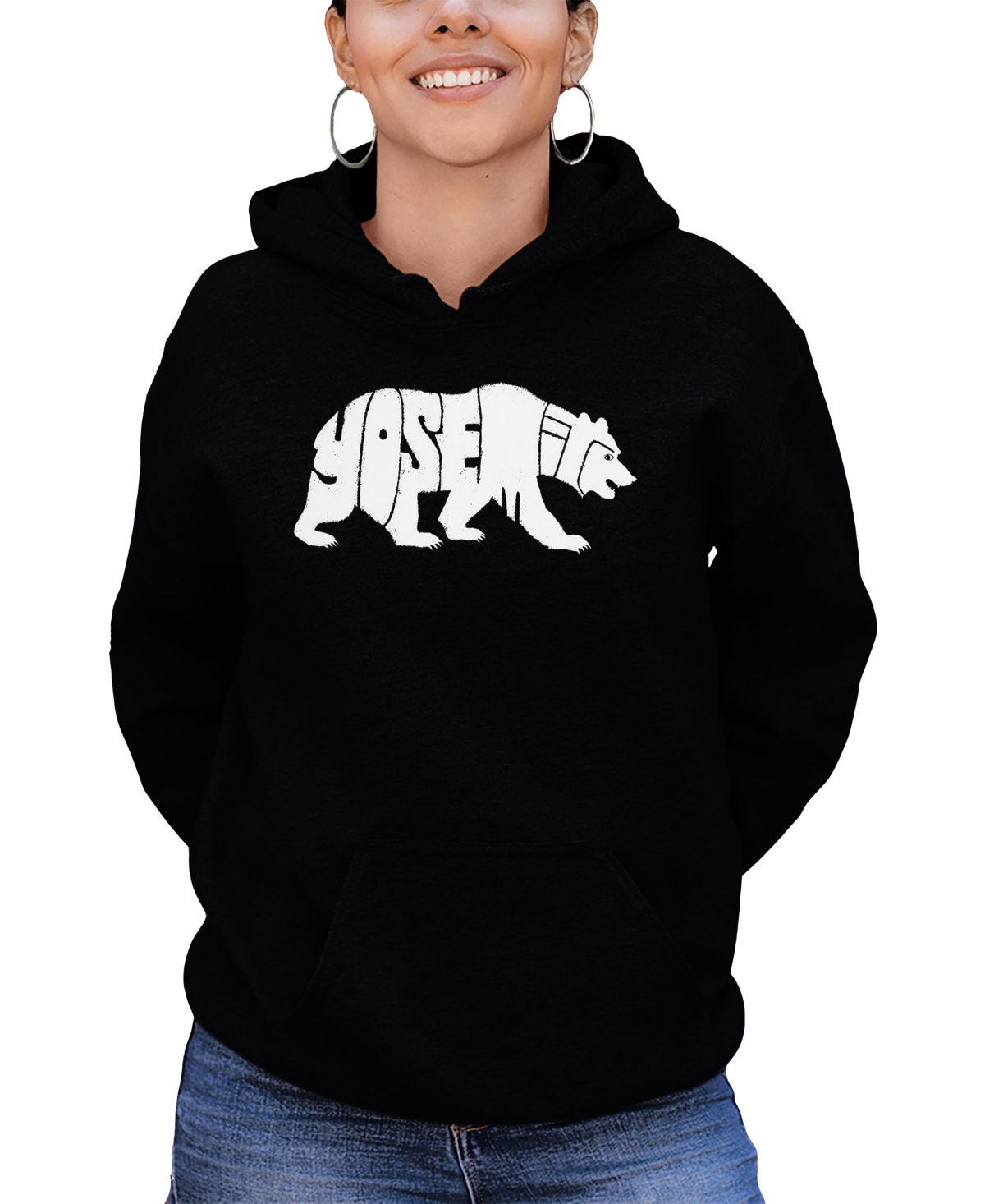 Click here for La Pop Art Womens Yosemite Bear Word Art Hooded Sw... prices