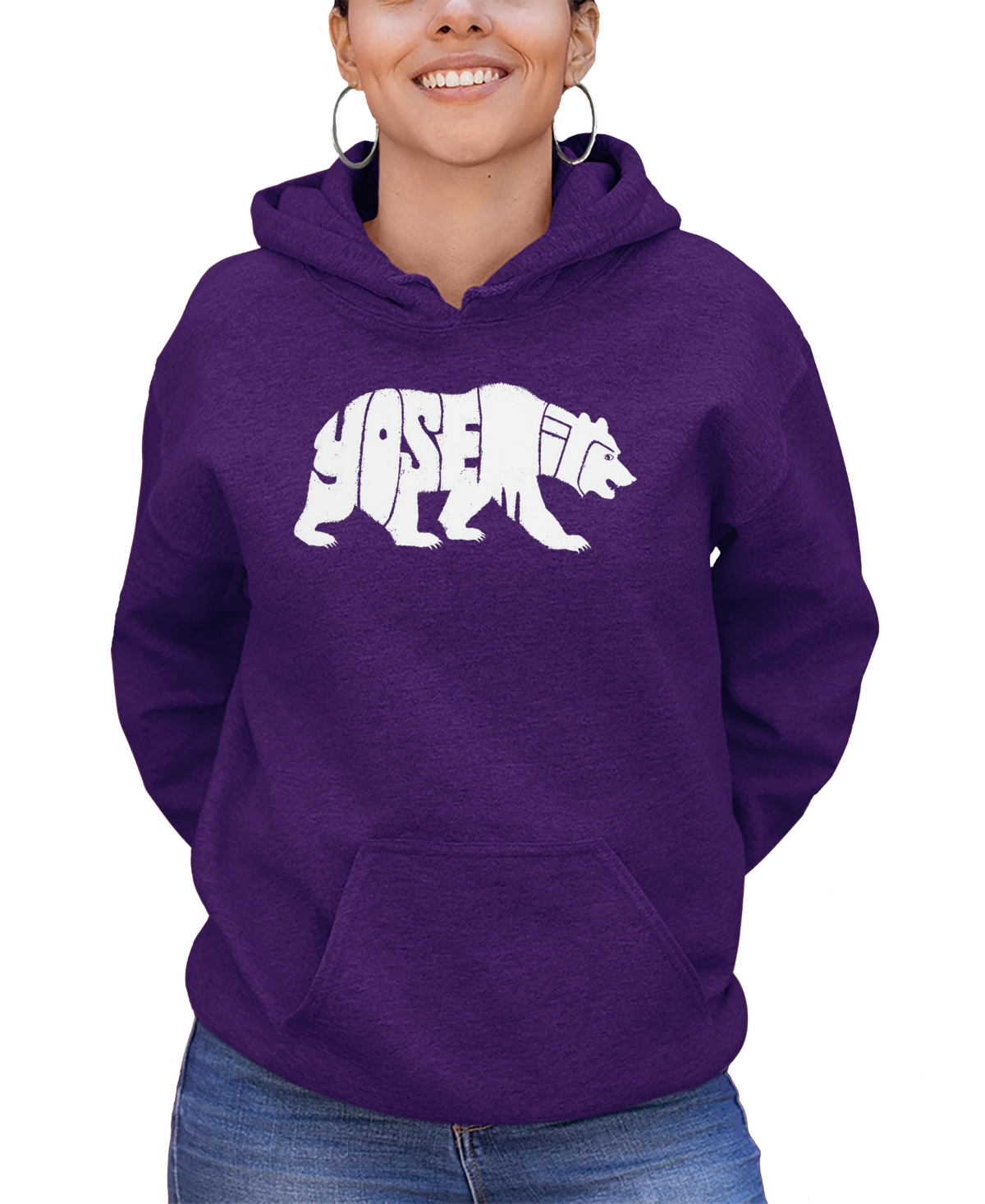 Click here for La Pop Art Womens Yosemite Bear Word Art Hooded Sw... prices